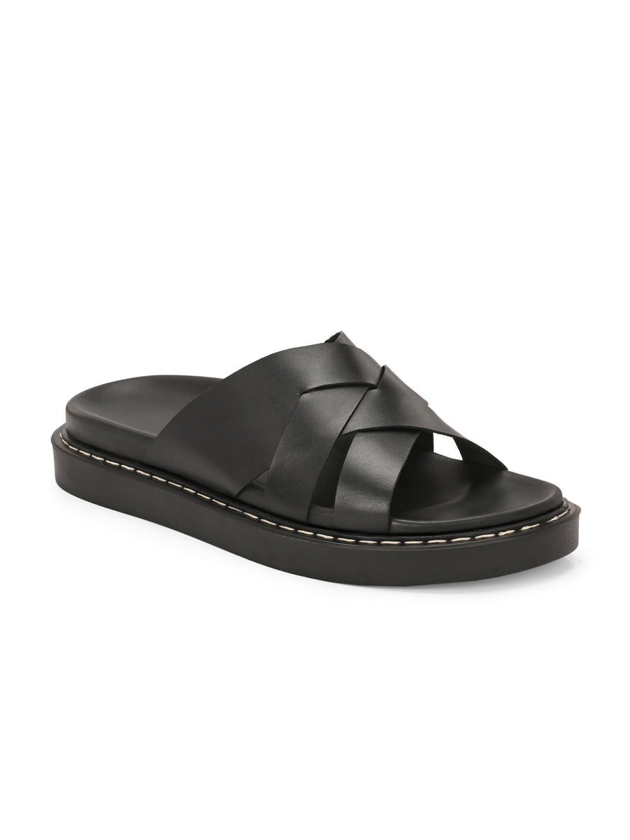 Bruce Men's Leather Slipper with cross straps – Delize