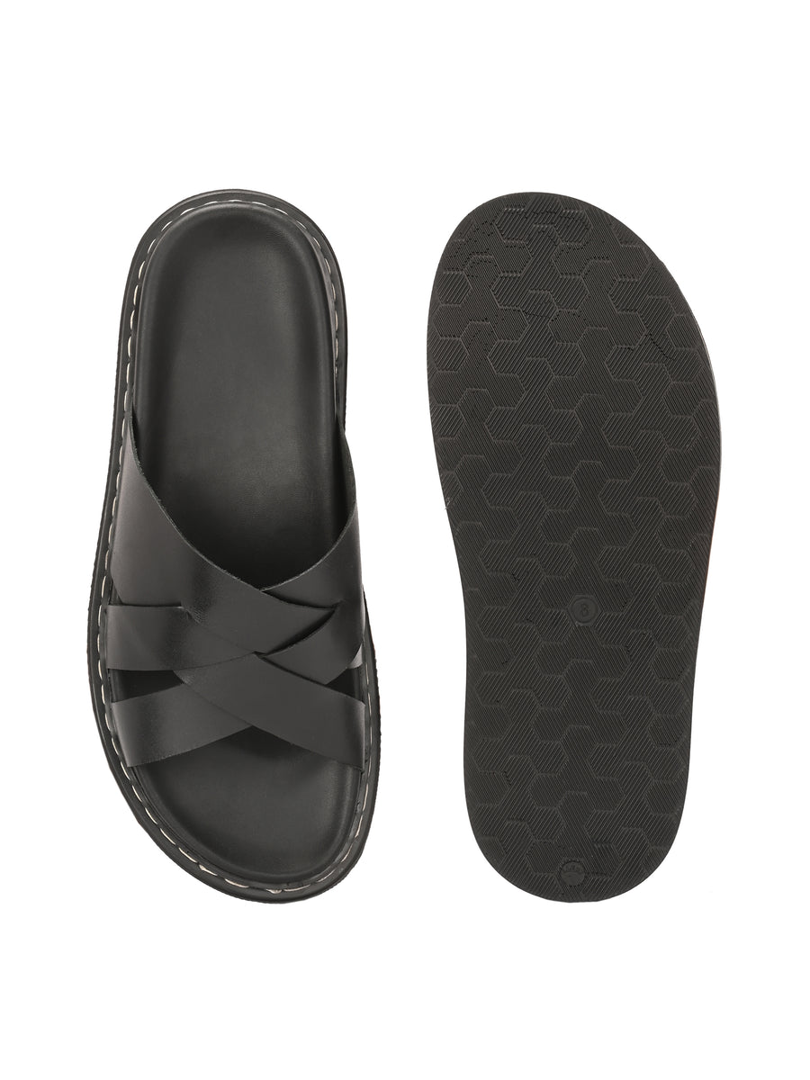 Bruce Men's Leather Slipper with cross straps – Delize