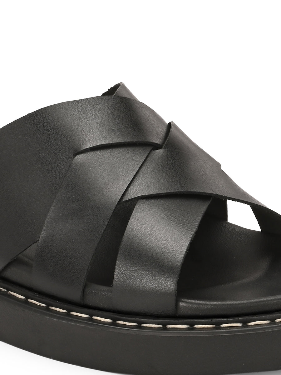Bruce Men's Leather Slipper with cross straps – Delize